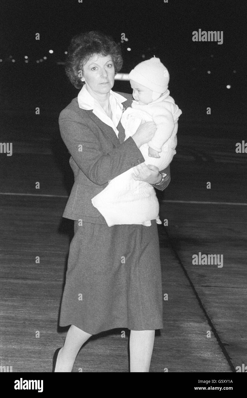 Royal nanny Barbara Barnes carries Prince William of Wales across the ...