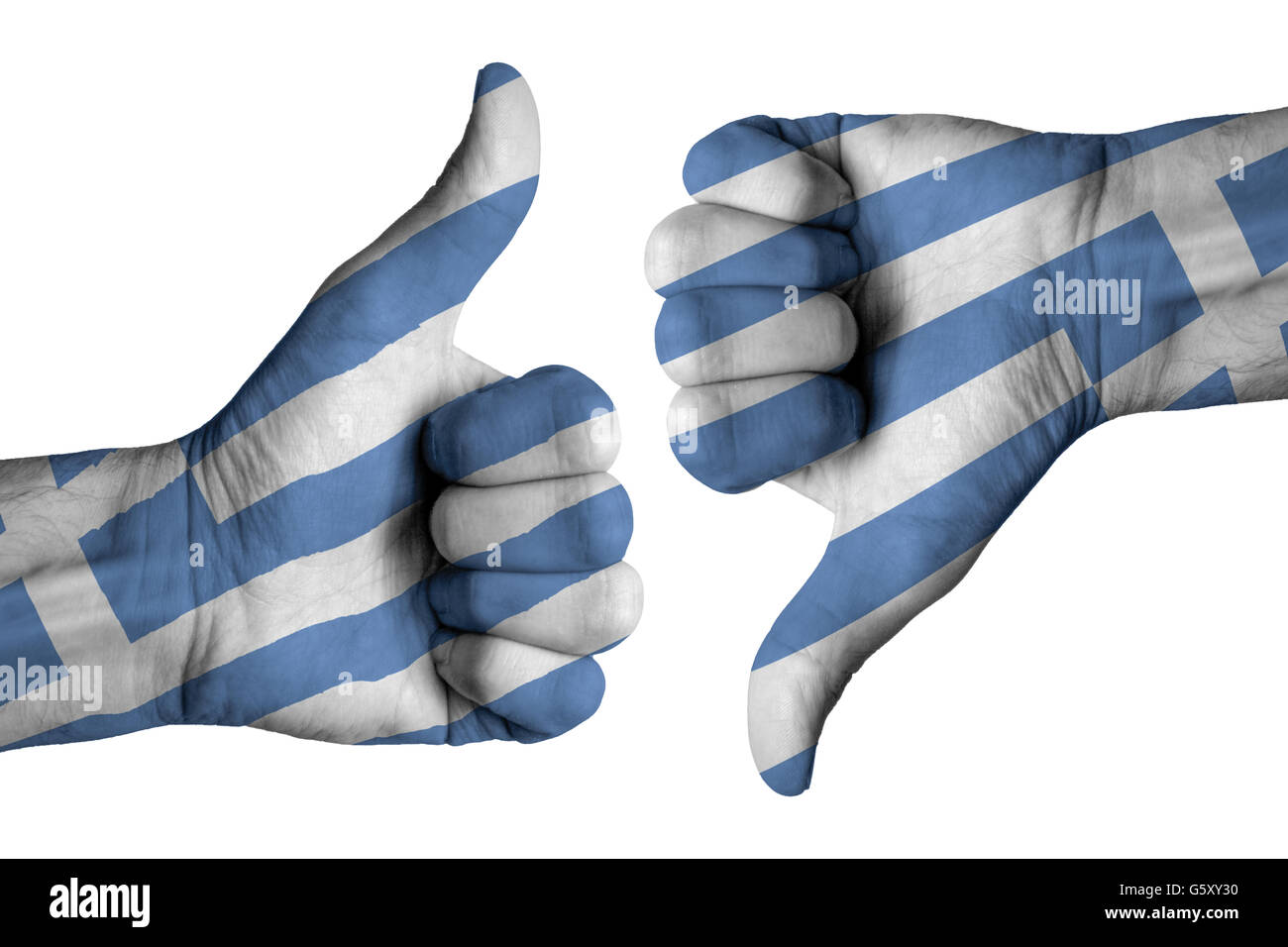 Greek flag on human male hands Stock Photo - Alamy