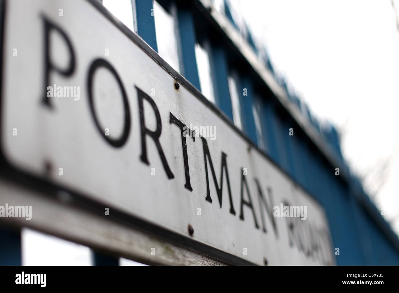 A close up of the Portman Road street sign outside the ground Stock ...