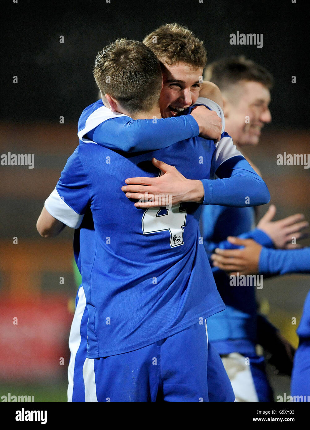 Everton's Ryan Ledson (right) celebrates with team-mate Jonjoe Kenny ...