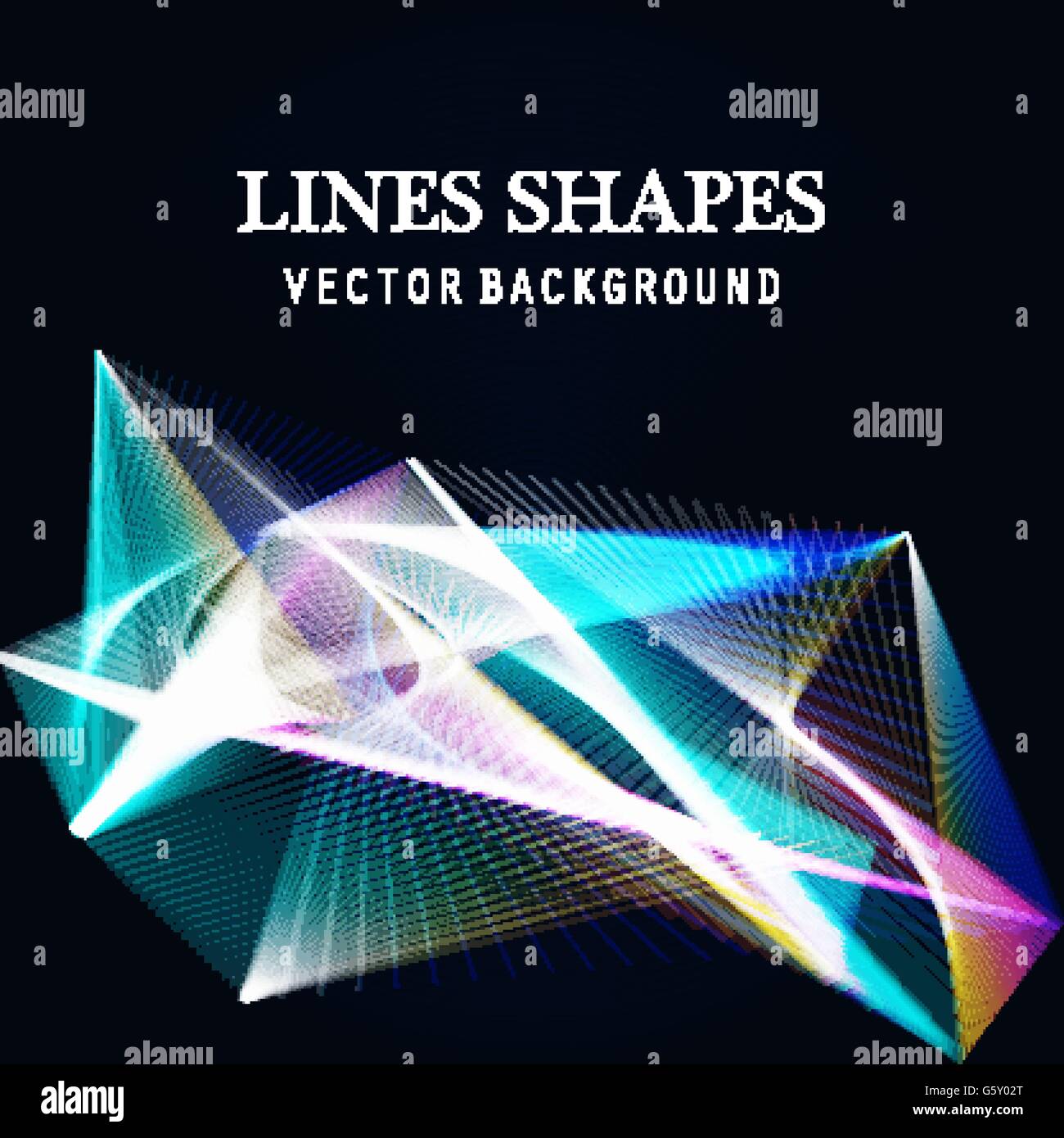 Lines shapes light abstract on blue dark background. Vector expanding ...