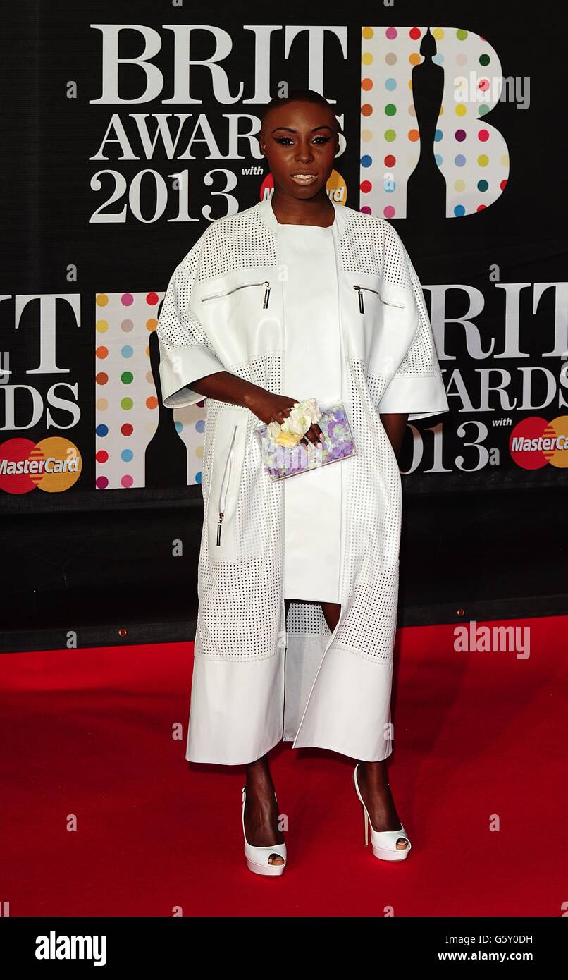 Laura Mvula arriving for the 2013 Brit Awards at the O2 Arena, London ...