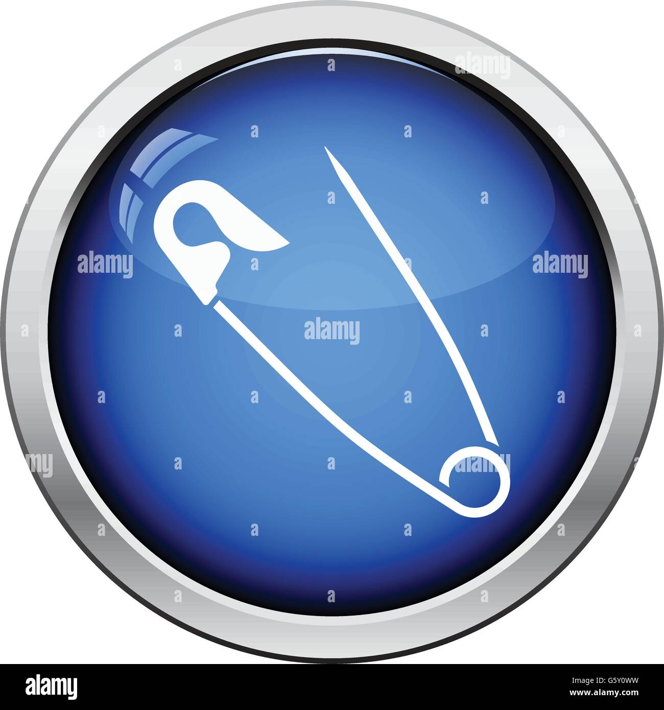 Tailor safety pin icon. Glossy button design. Vector illustration Stock ...