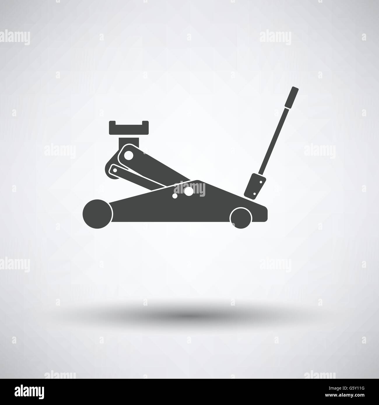 Hydraulic jack icon on gray background, round shadow. Vector ...