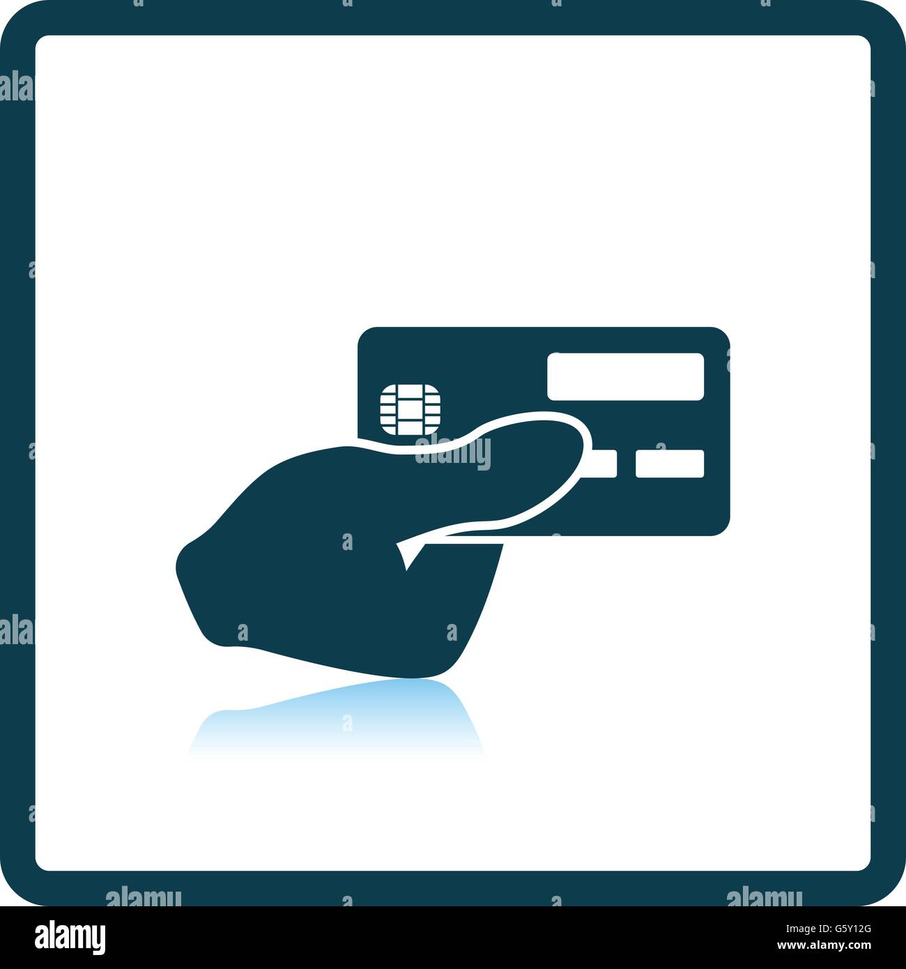 Hand holding credit card icon. Shadow reflection design. Vector ...