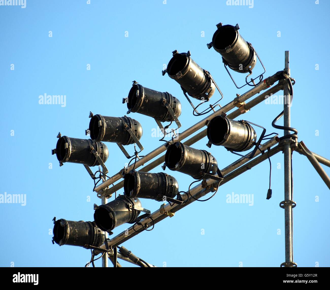 Spotlights and stage lights at an outdoor concert Stock Photo - Alamy
