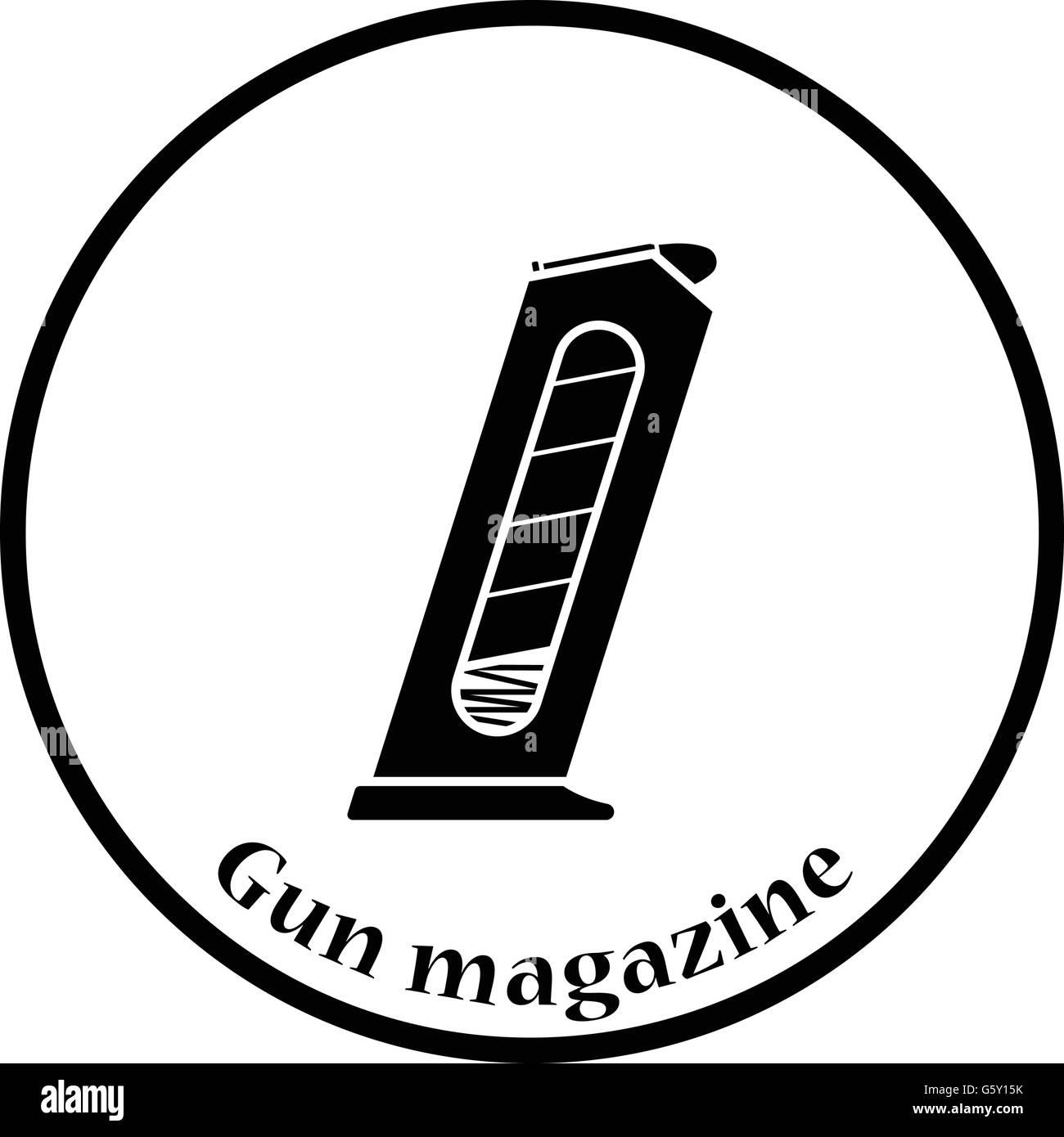 Gun magazine icon. Thin circle design. Vector illustration Stock Vector ...