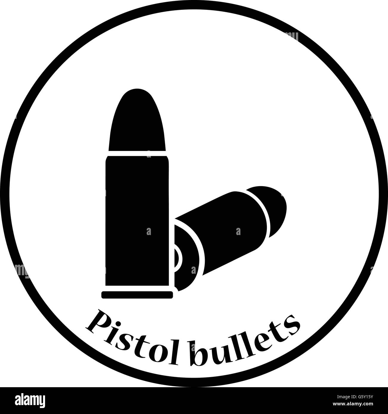 Pistol bullets icon. Thin circle design. Vector illustration Stock ...