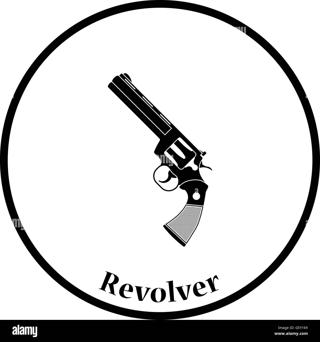 Revolver gun icon. Thin circle design. Vector illustration Stock Vector ...