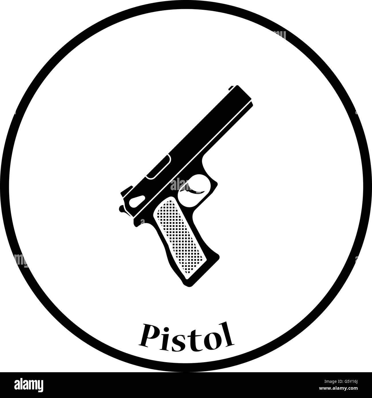 Gun icon. Thin circle design. Vector illustration Stock Vector Image ...
