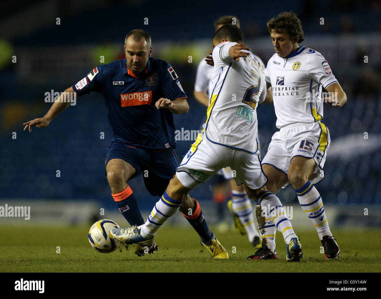 Leeds uniteds lee peltier stephen warnock right blackpools gary taylor ...