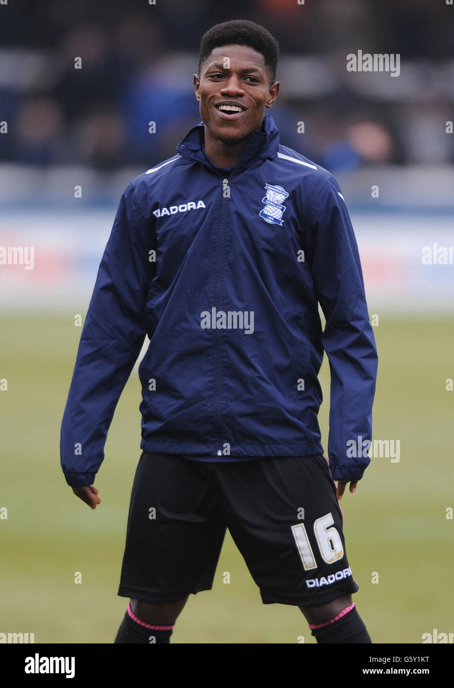 Birmingham City's Koby Arthur takes part in the warm up before the game ...