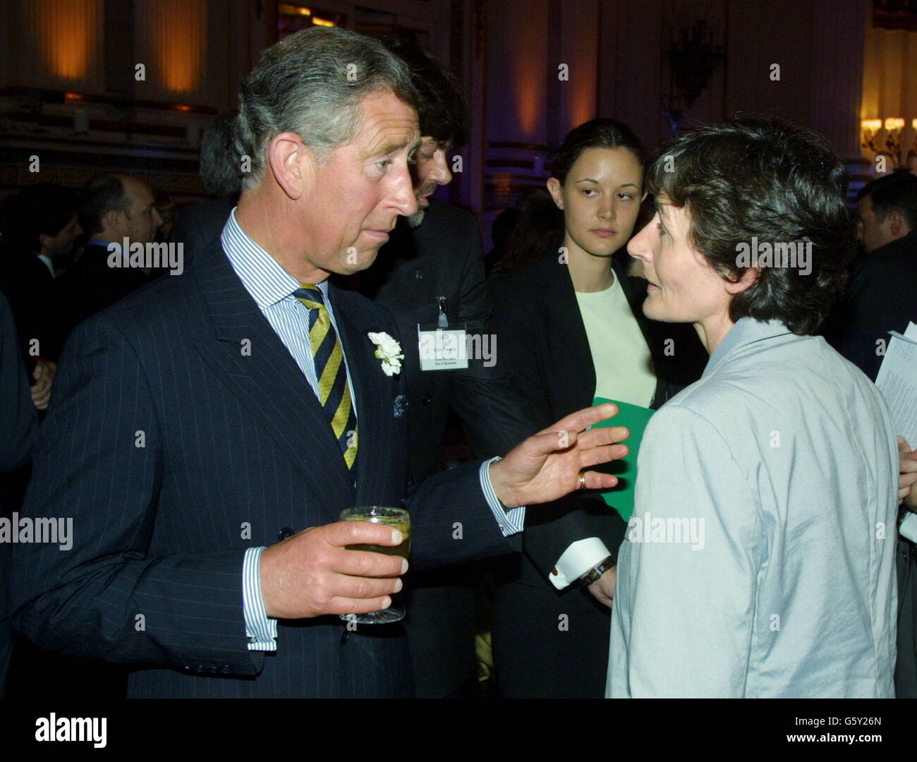 The Prince of Wales talks, to Education Minister Estelle Morris at the ...