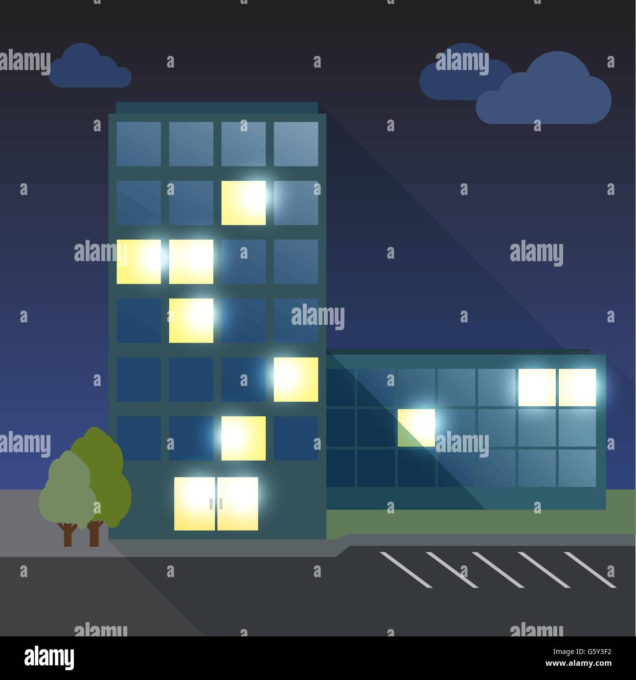 Office Building flat with long shadow Stock Vector Image & Art - Alamy