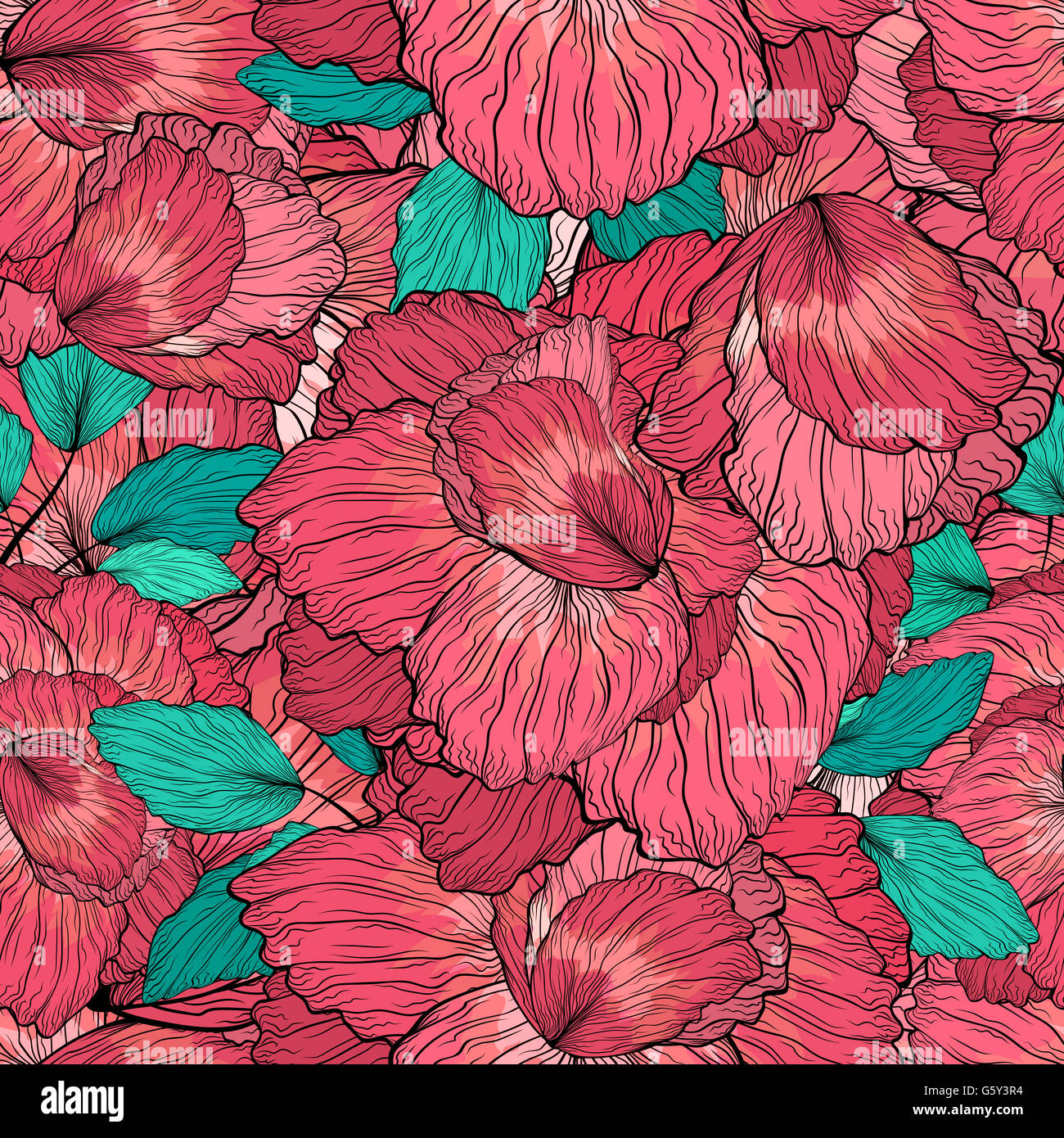 Seamless Floral Ornament Pattern With Flowers And Leaves Stock Photo ...