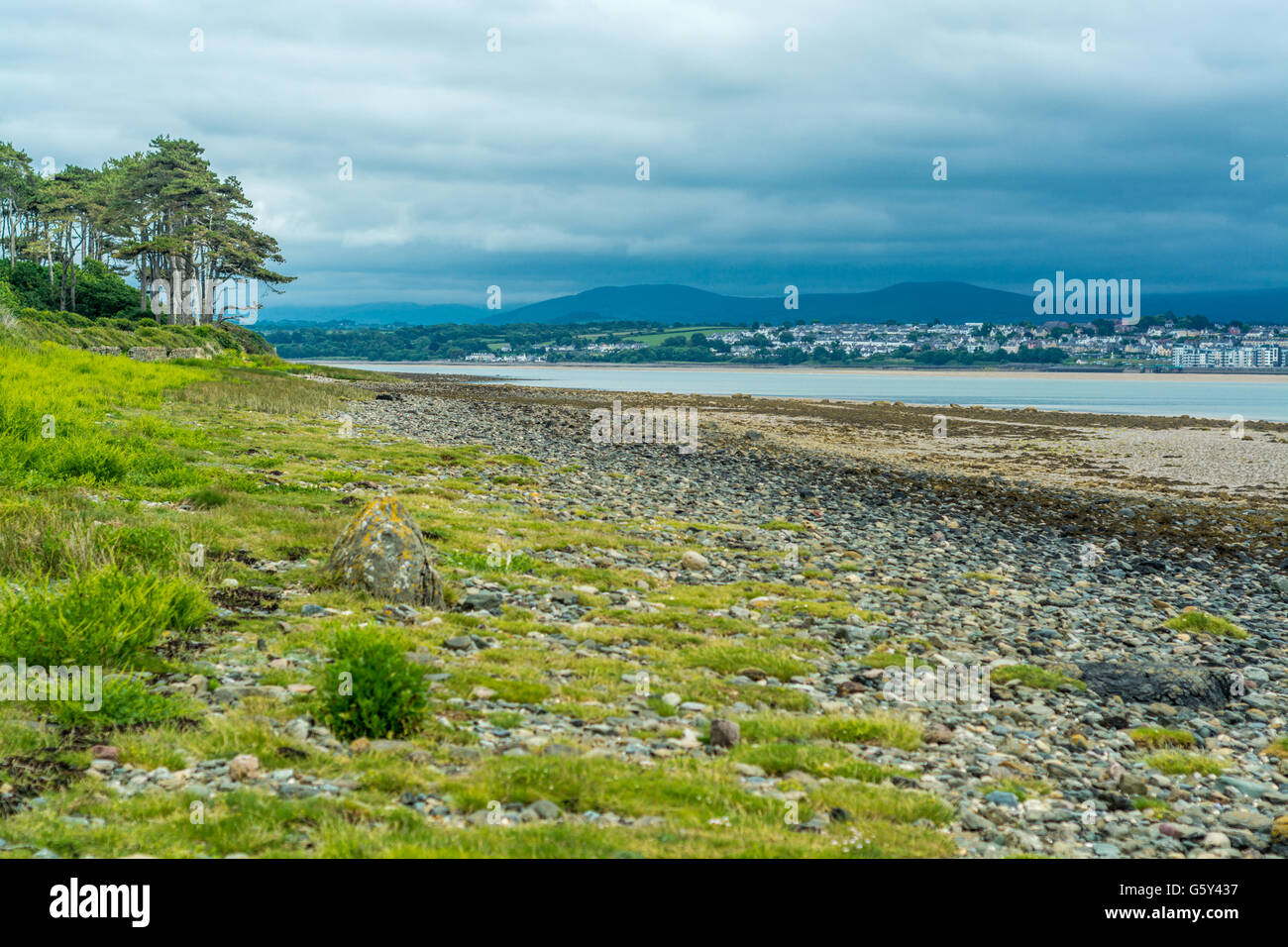 A view along the Menai Strait from the Anglesey coastline Stock Photo ...