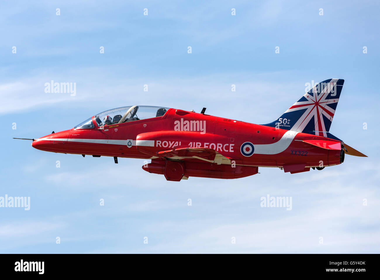 Royal Air Force (RAF) Red Arrows aerobatic display team performing at ...
