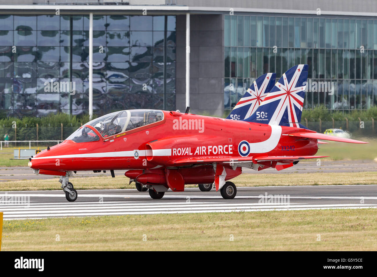 Royal Air Force (RAF) Red Arrows aerobatic display team performing at ...