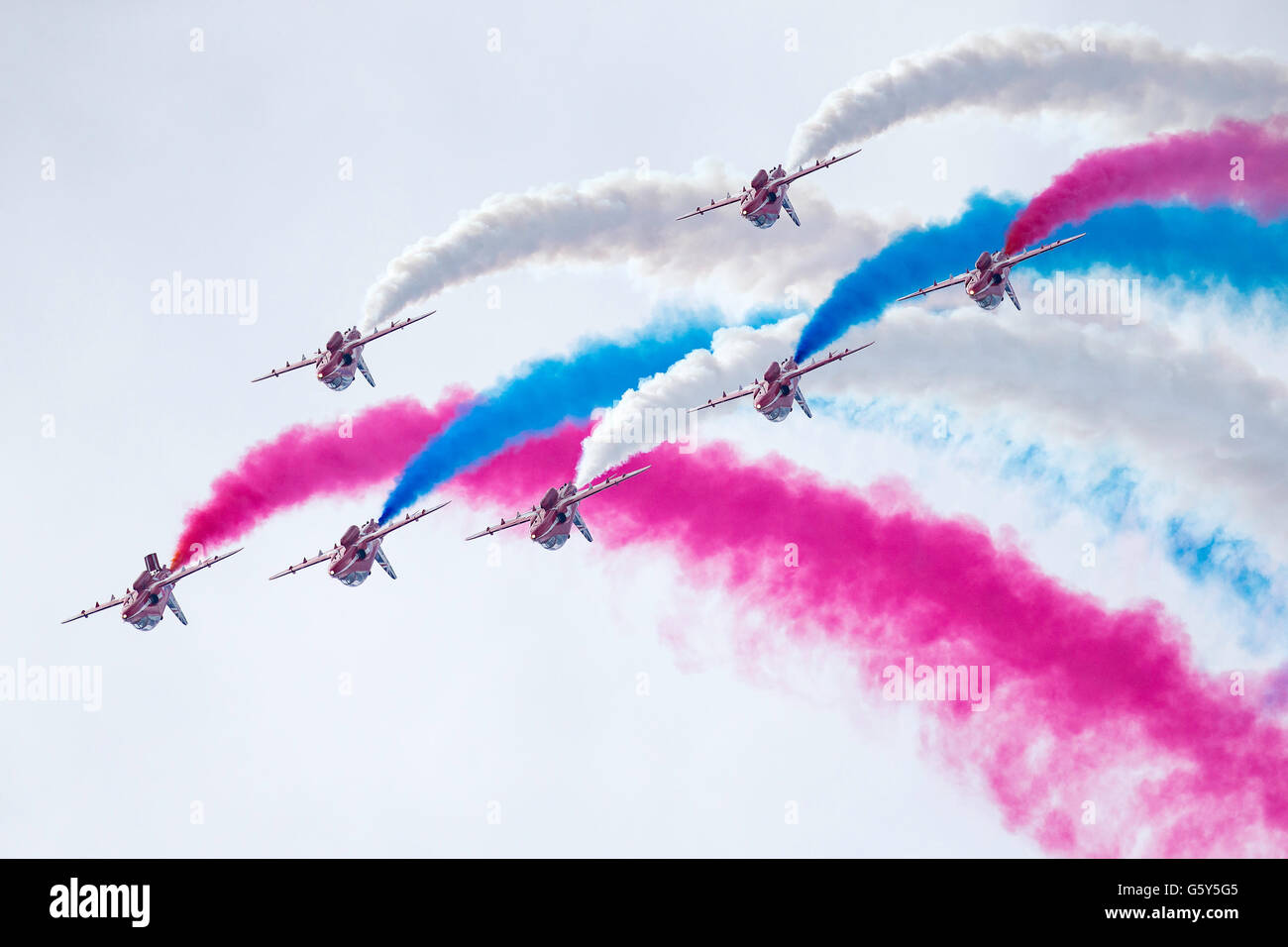 Royal Air Force (RAF) Red Arrows aerobatic display team performing at ...