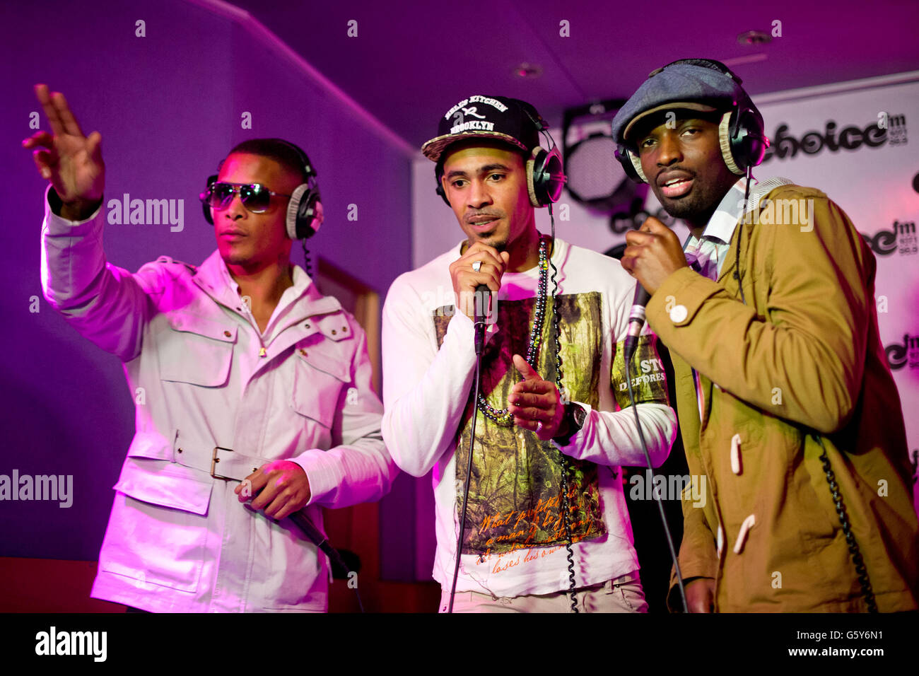 Harvey and swiss during a live session at choice fm hi-res stock ...