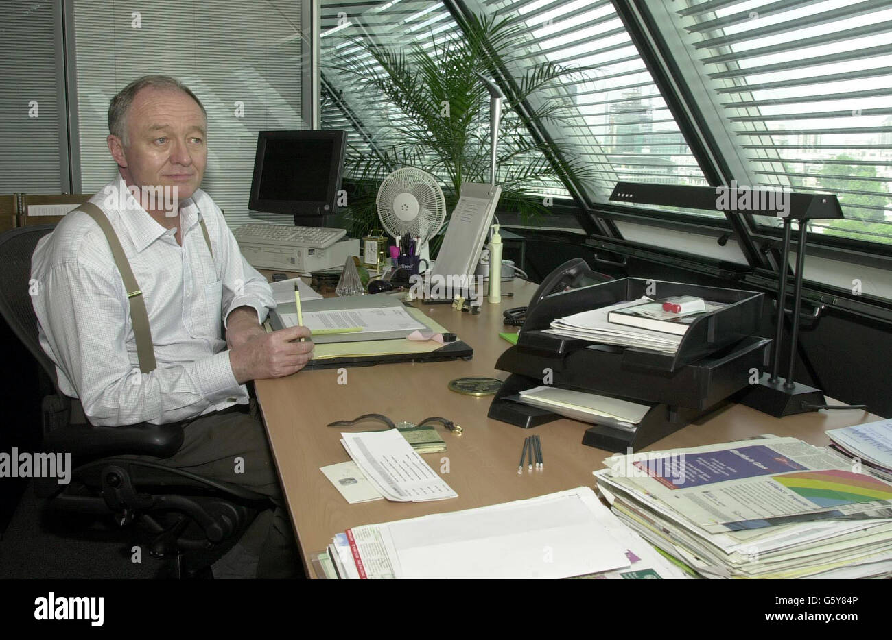 London Mayor Ken Livingstone in his office, at the new headquarters of ...