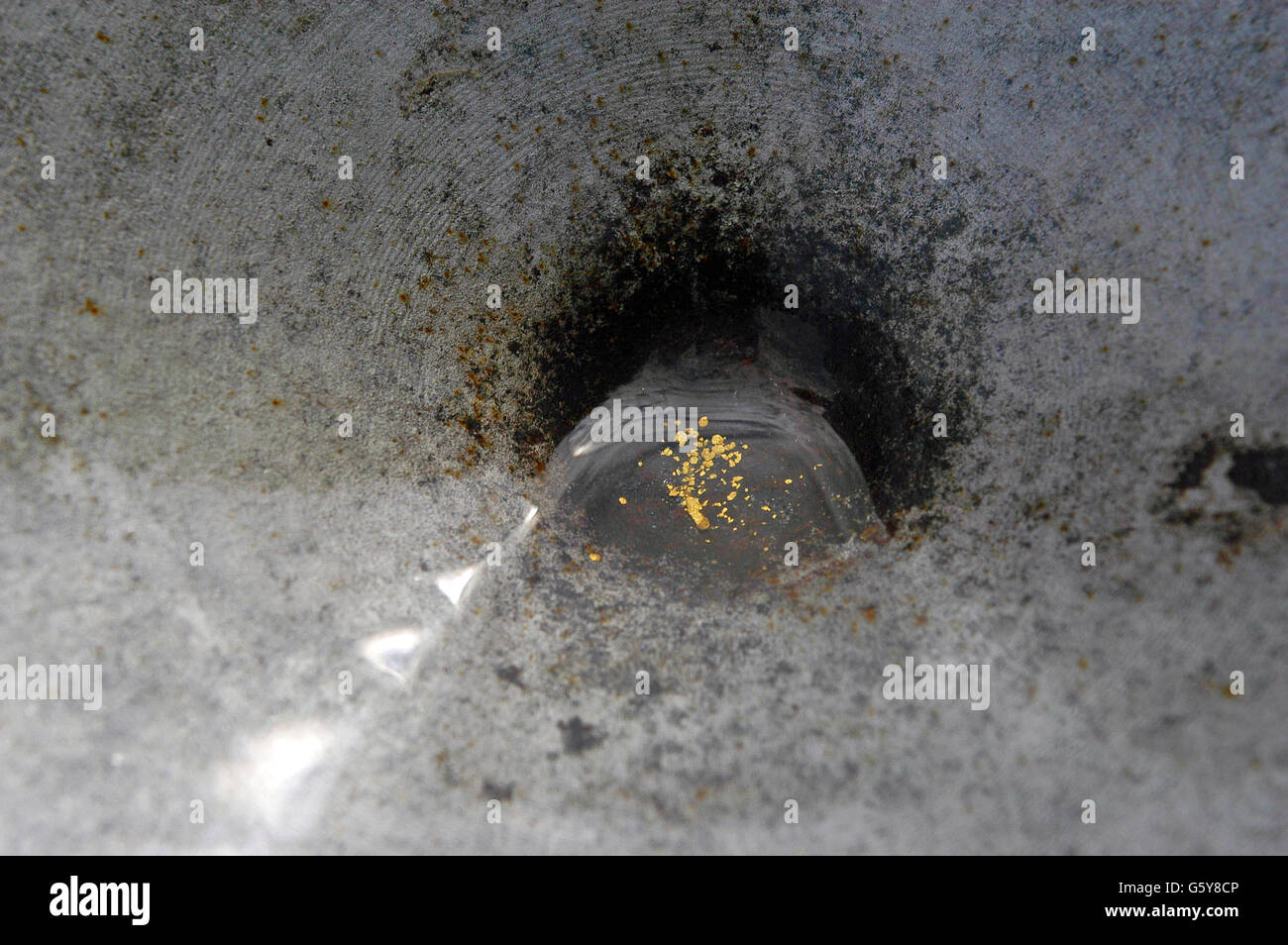 gold spangles of river at the bottom of a panning Stock Photo - Alamy