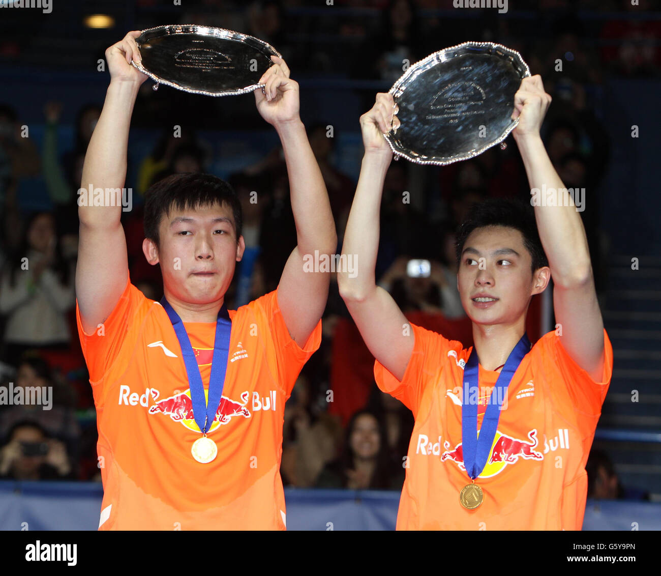 China's Qiu Zhan (left) and teammate Liu Xiaolong celebrate with their ...