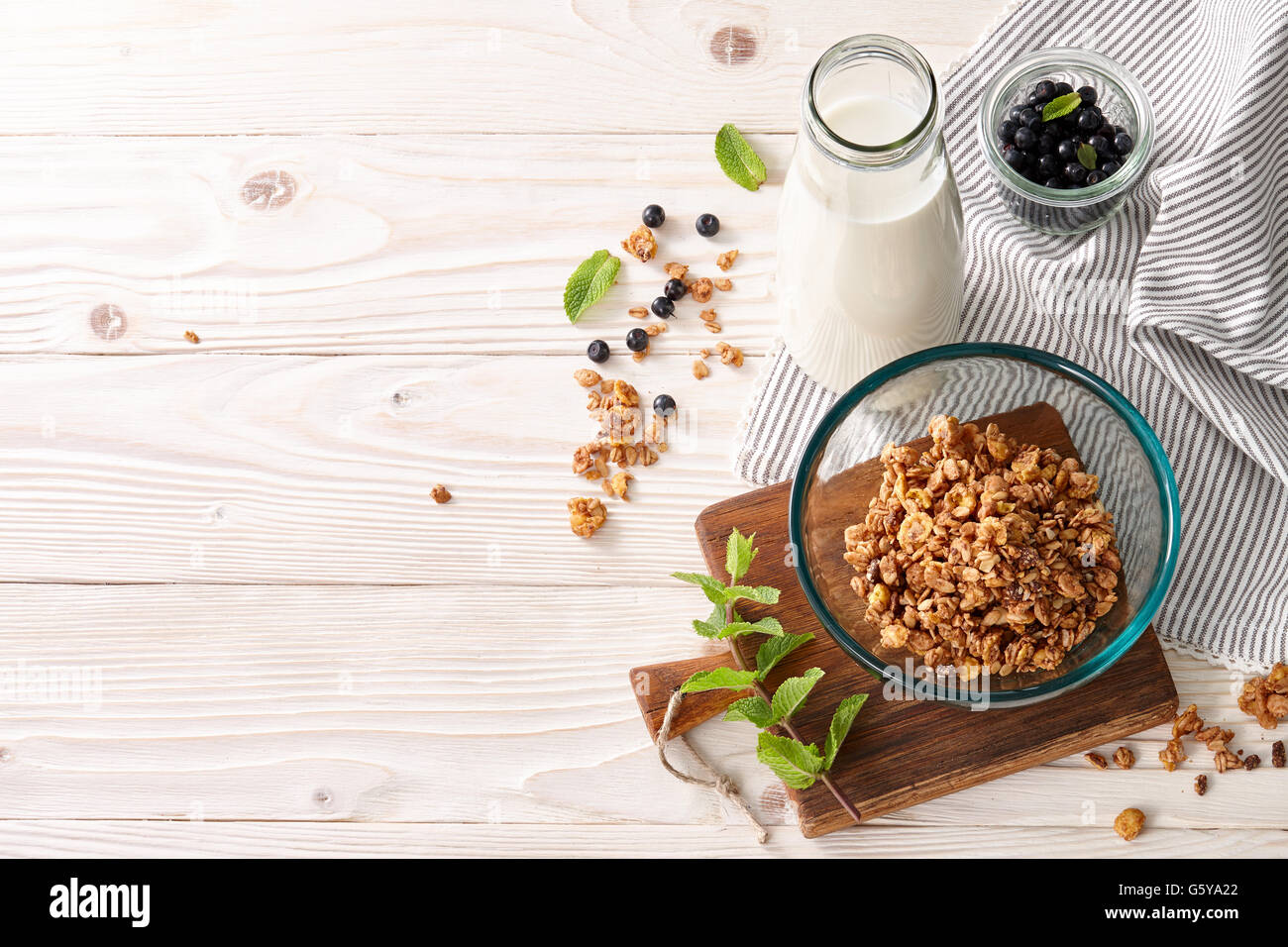 Healthy cereal breakfast background Stock Photo - Alamy
