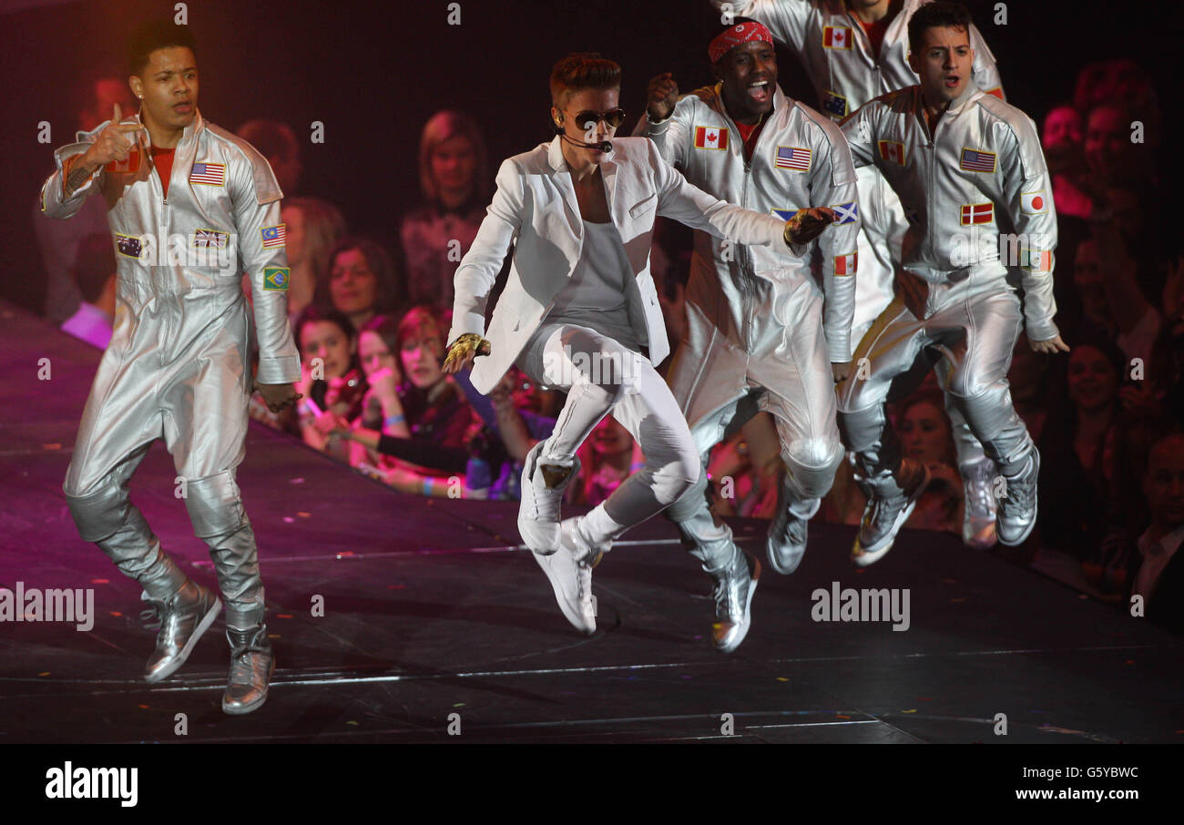 Justin Bieber in concert - London. Justin Bieber performs at the O2 on ...