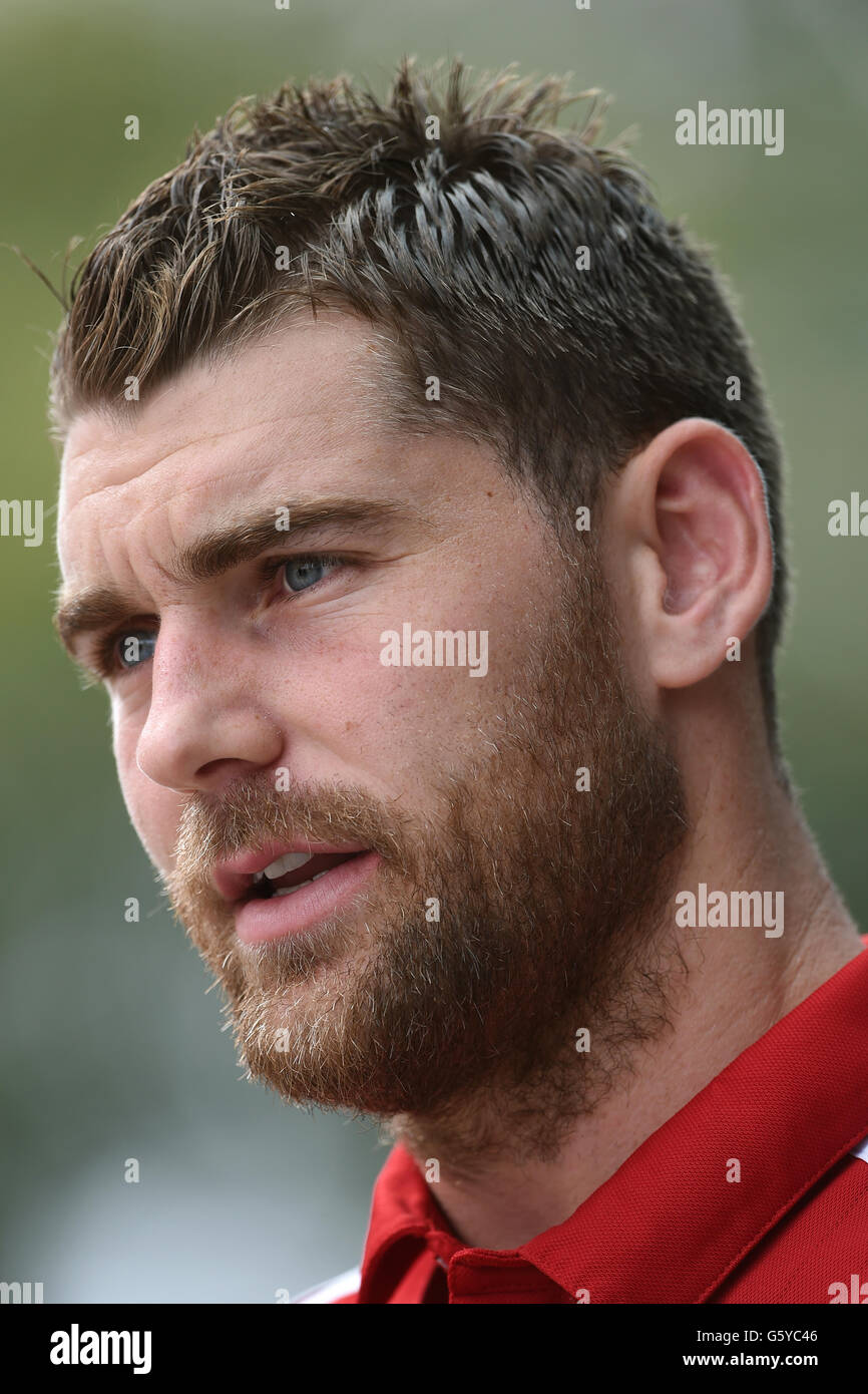 Wales' Sam Vokes during a press conference at the Wales Media Centre ...