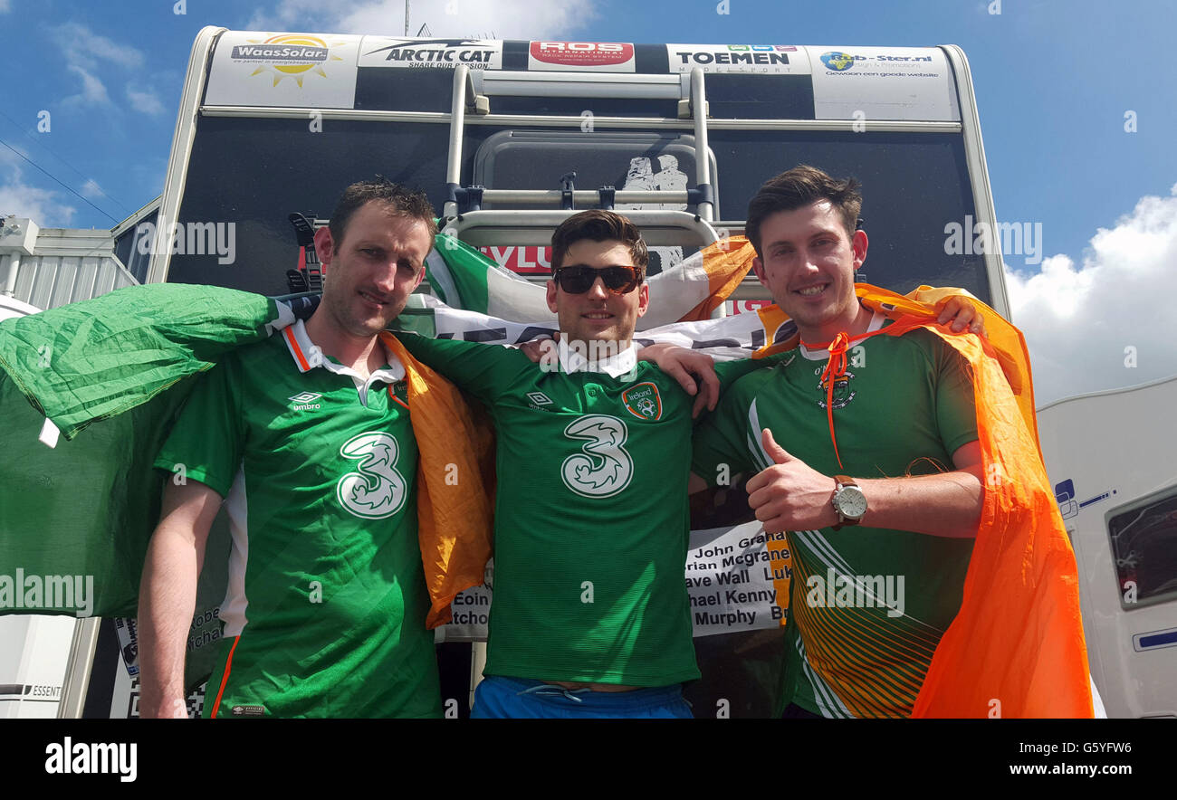 (left to right) Irish fans Ally Watchorn, Gary Murphy and Stephen ...