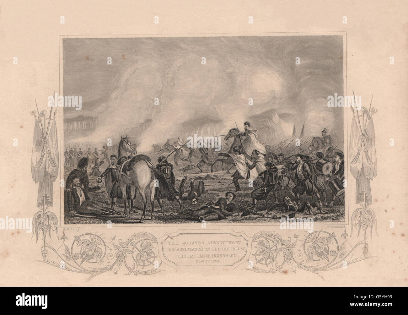 CRIMEAN WAR: Zouaves helping the British. Battle of Inkerman Nov 5th ...