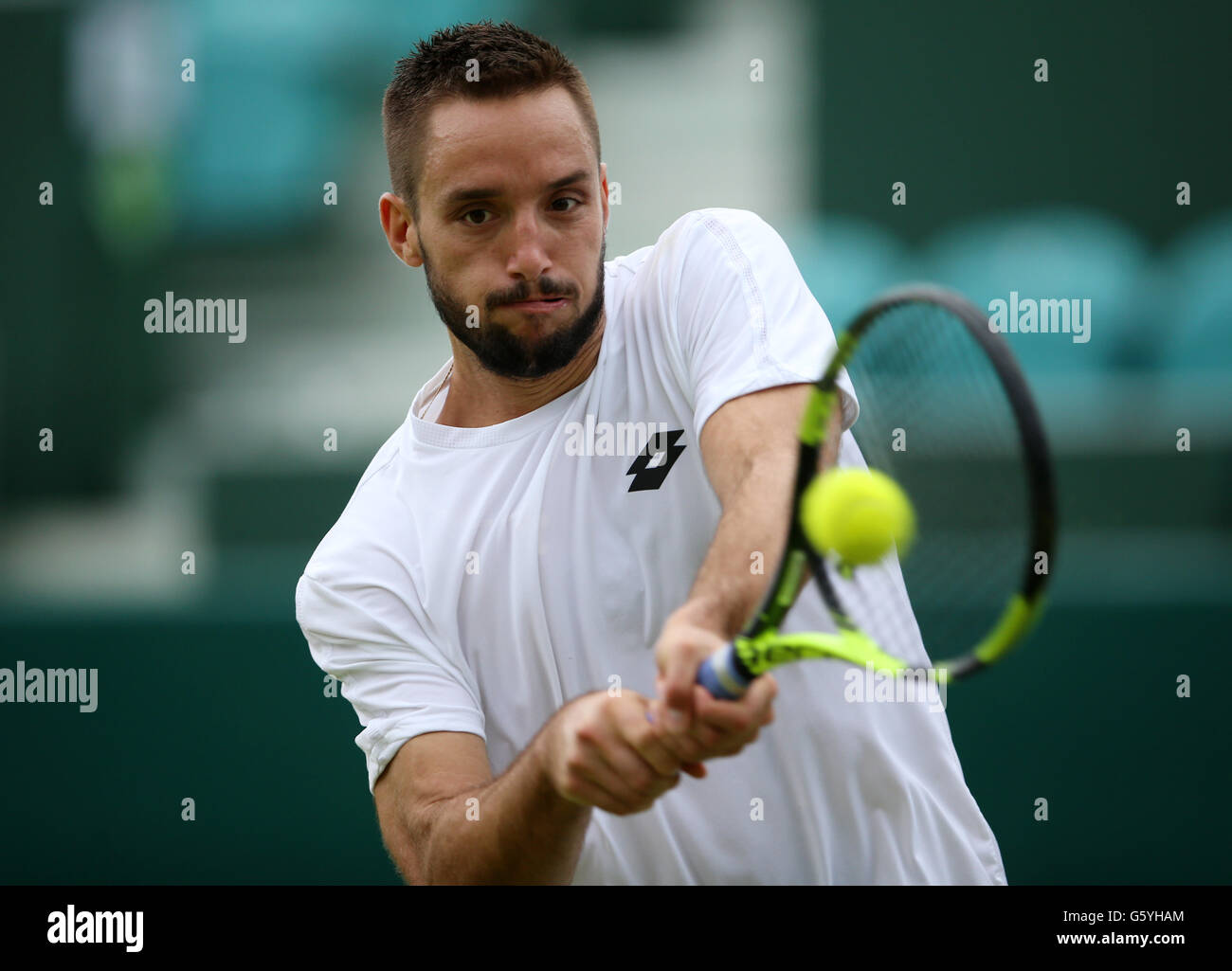 Serbia's Viktor Troicki in action during his match with France's Lucas ...