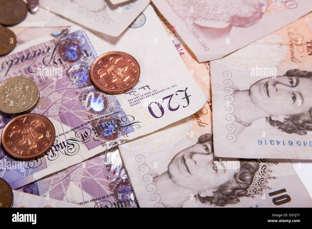 A close-up photograph of Sterling currency Stock Photo - Alamy