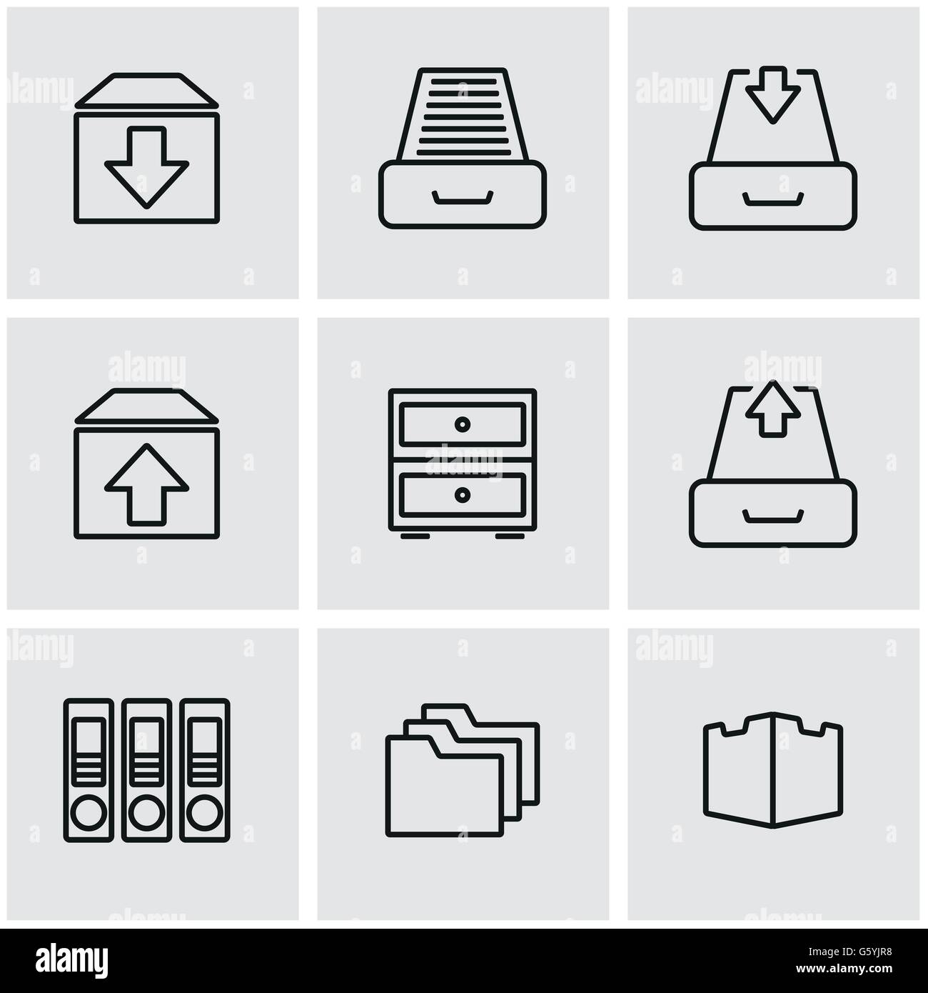 Vector line archive icon set Stock Vector Image & Art - Alamy