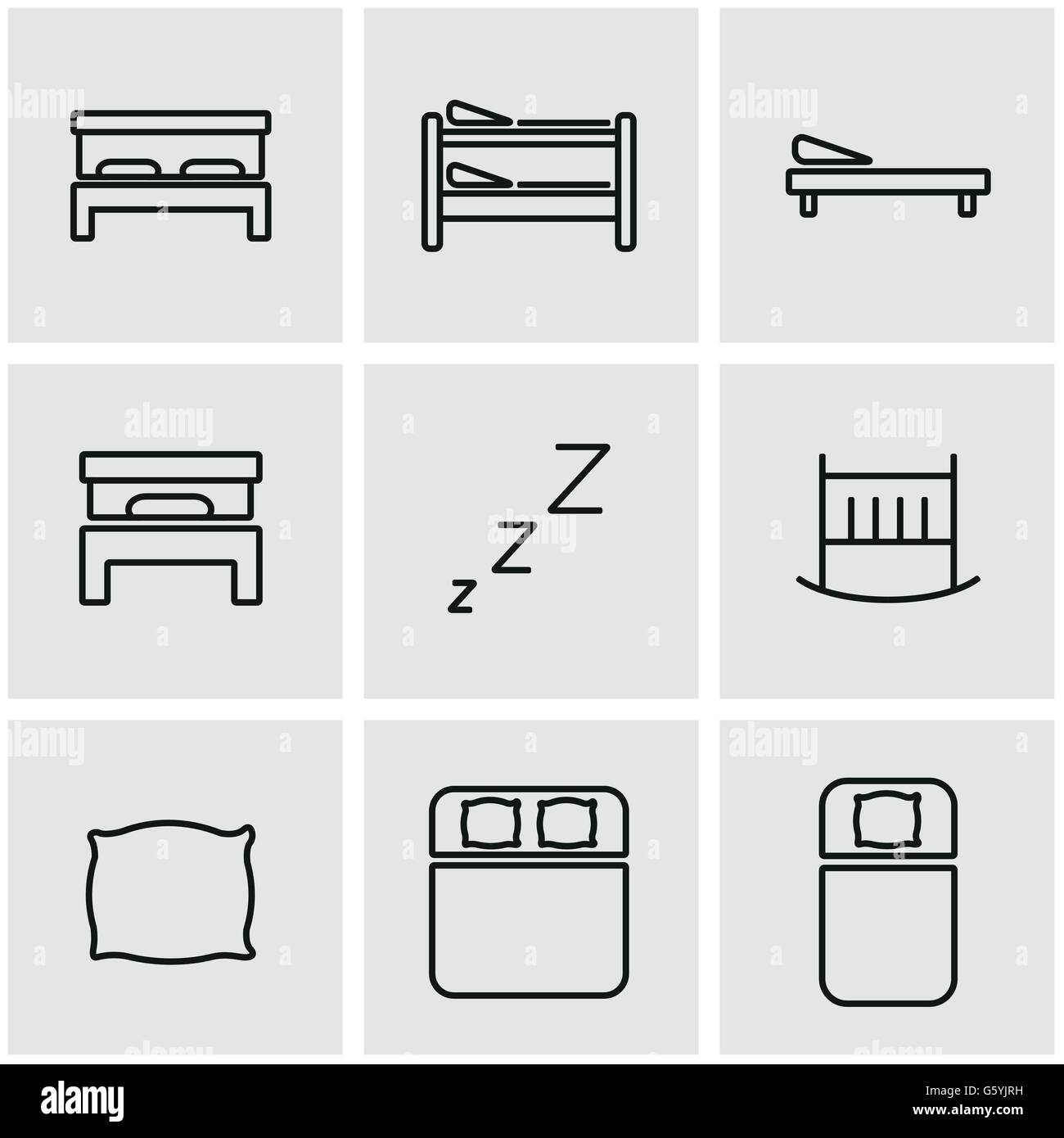 Vector line bed icon set Stock Vector Image & Art - Alamy