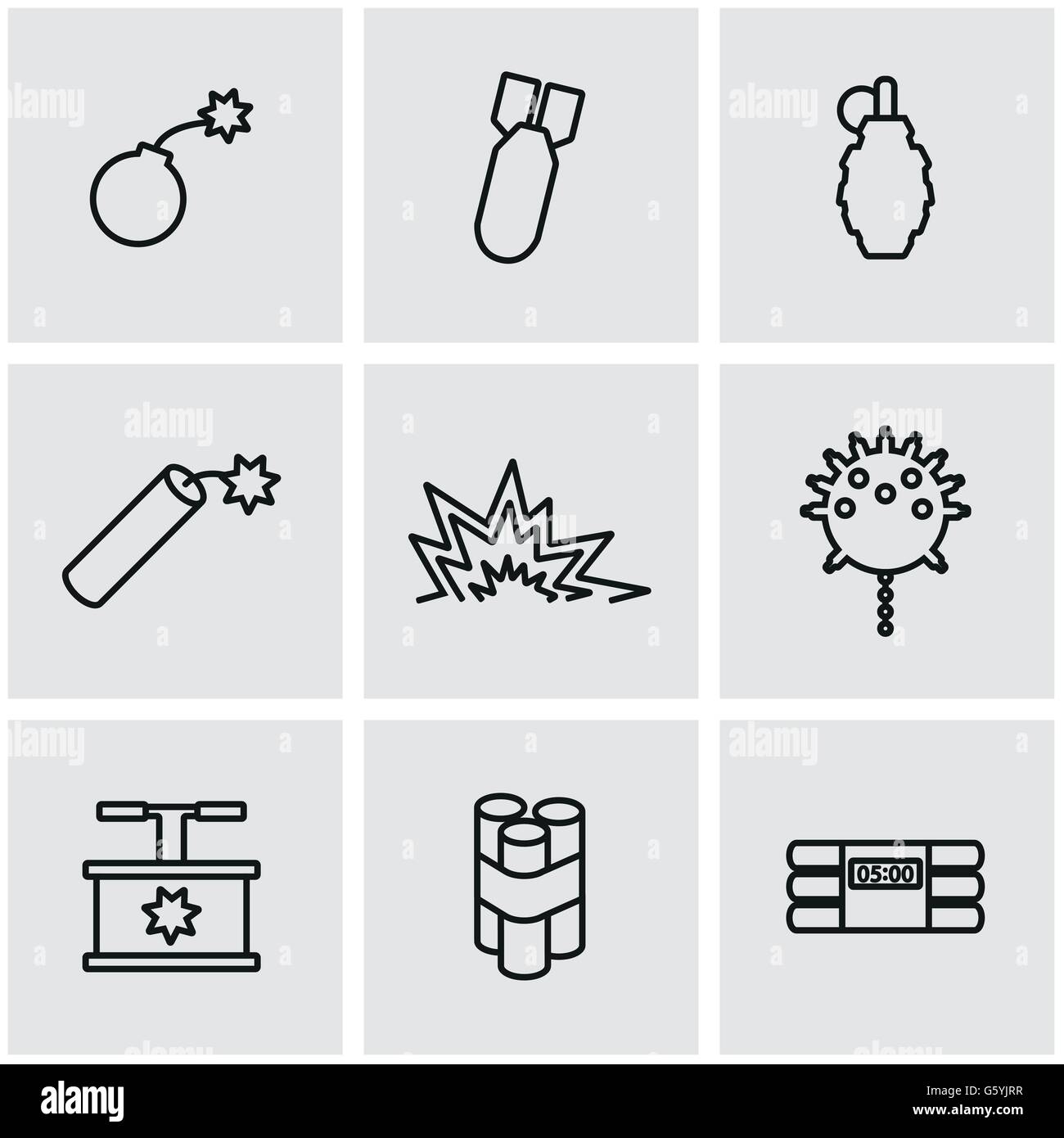 Vector line bomb icon set Stock Vector Image & Art - Alamy