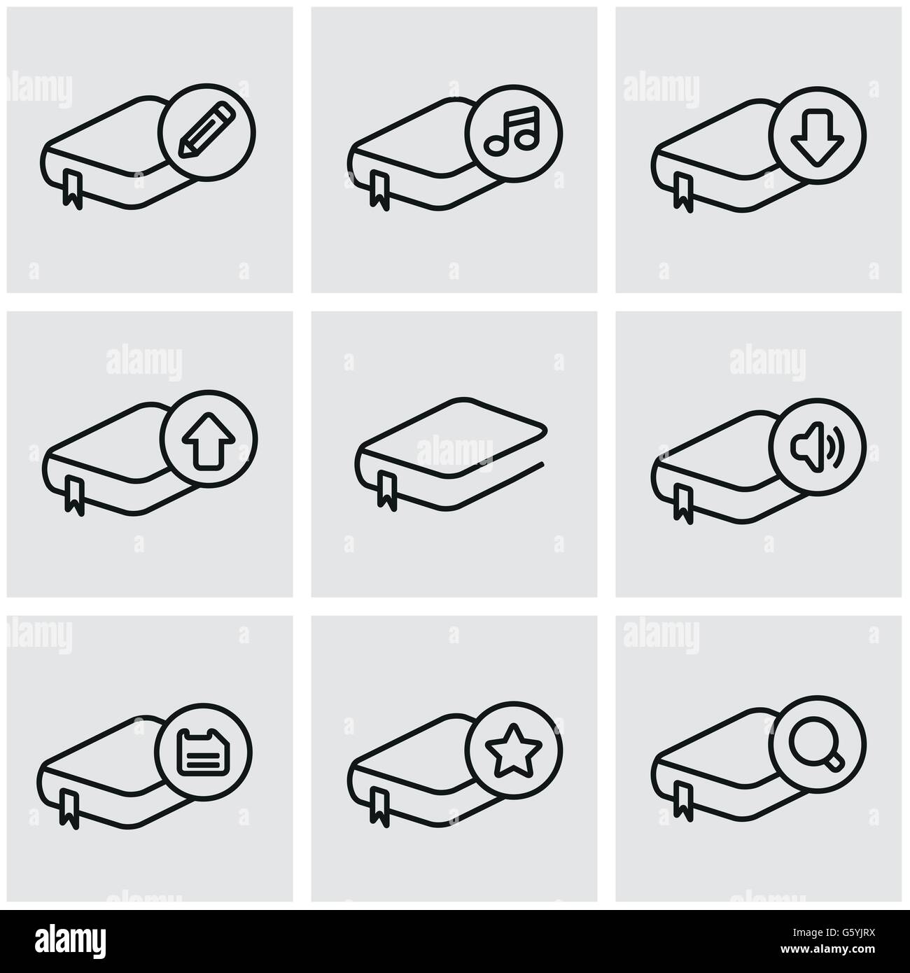 Vector line book icon set Stock Vector Image & Art - Alamy