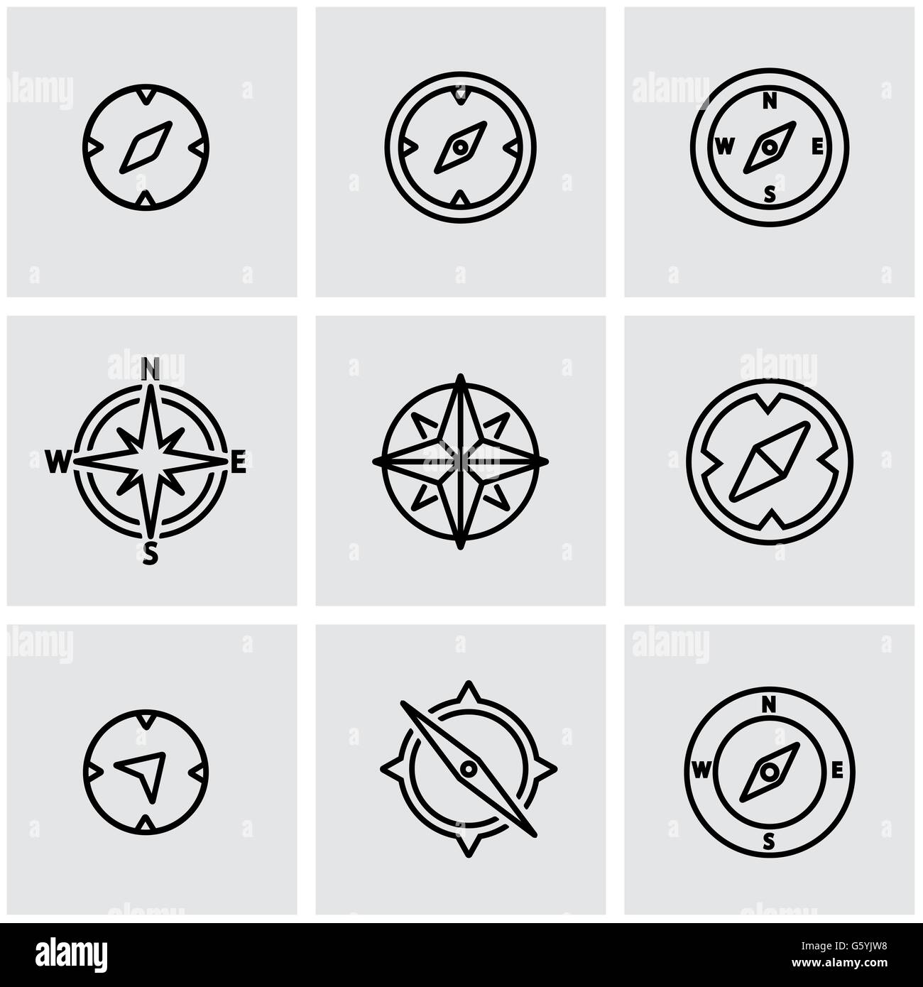 Vector line compass icon set Stock Vector Image & Art - Alamy