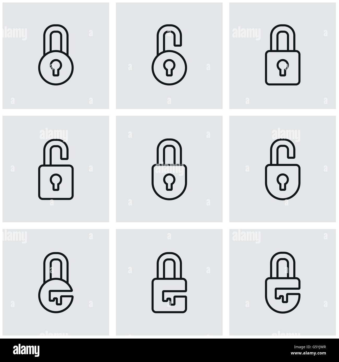 Vector line locks icon set Stock Vector Image & Art - Alamy