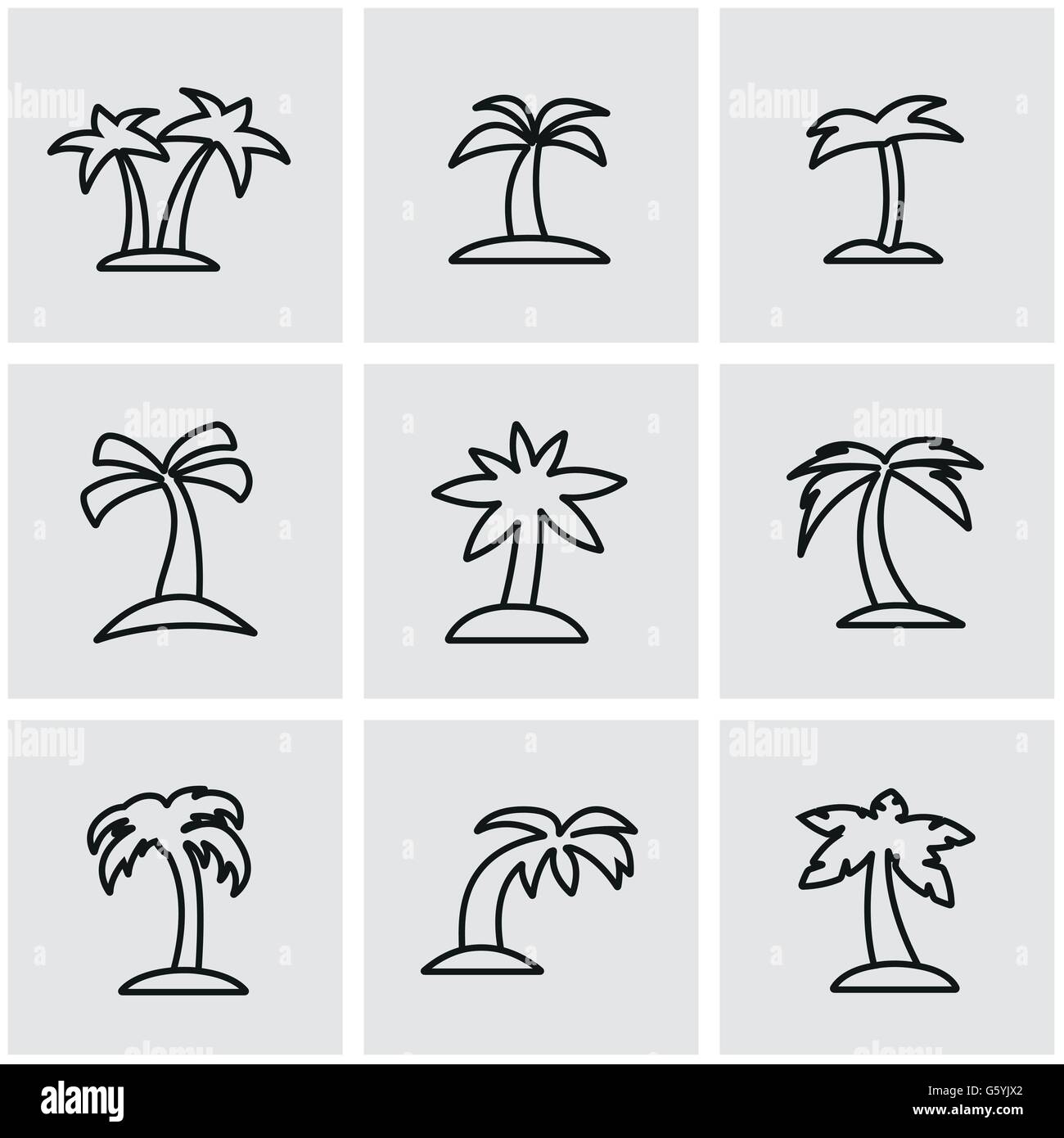 Vector line palm icon set Stock Vector Image & Art - Alamy