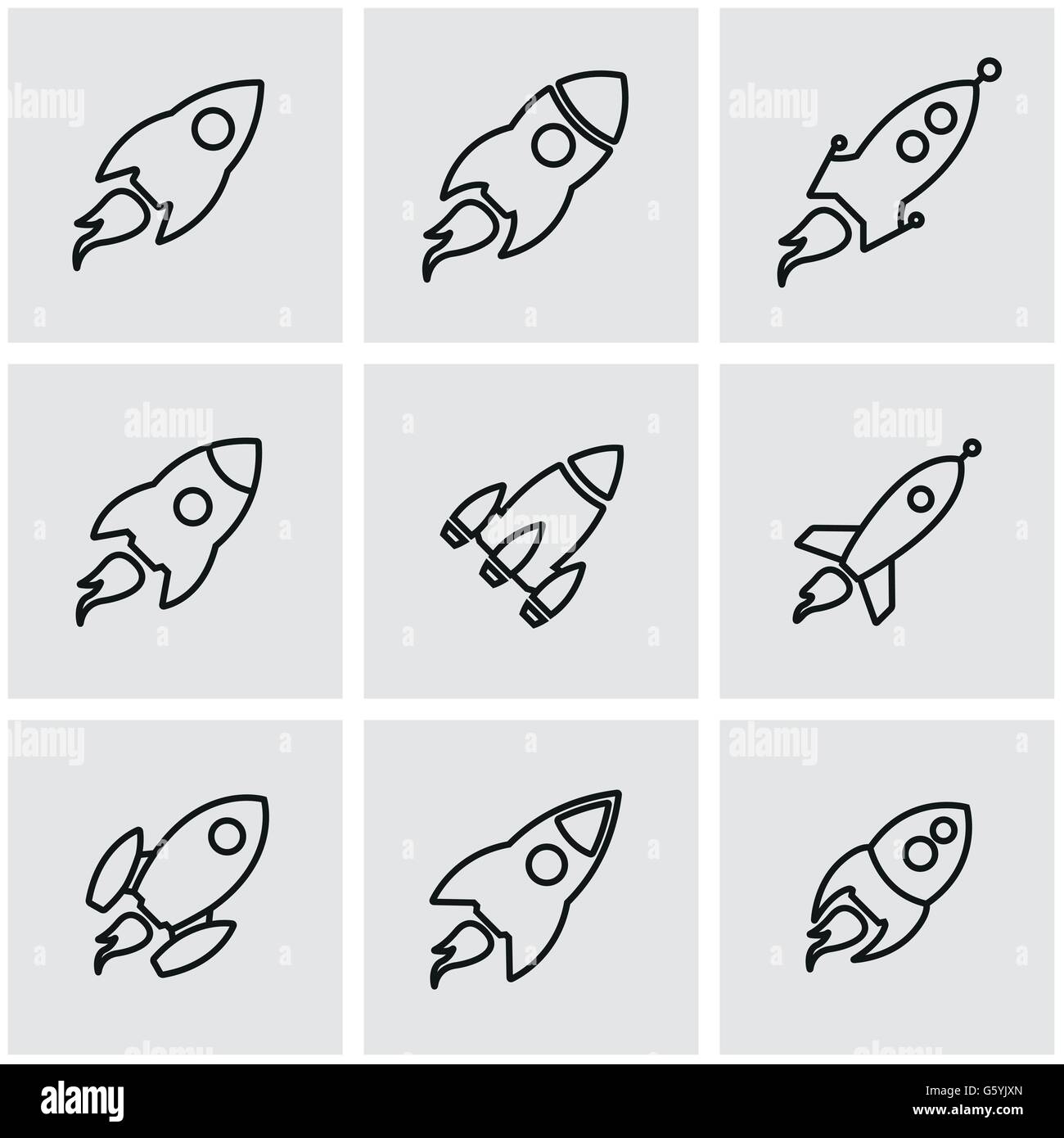 Vector line rocket icon set Stock Vector Image & Art - Alamy
