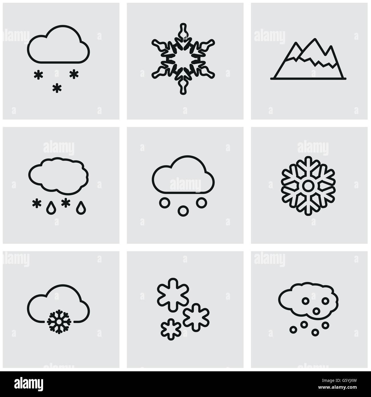 Vector line snow icon set Stock Vector Image & Art - Alamy