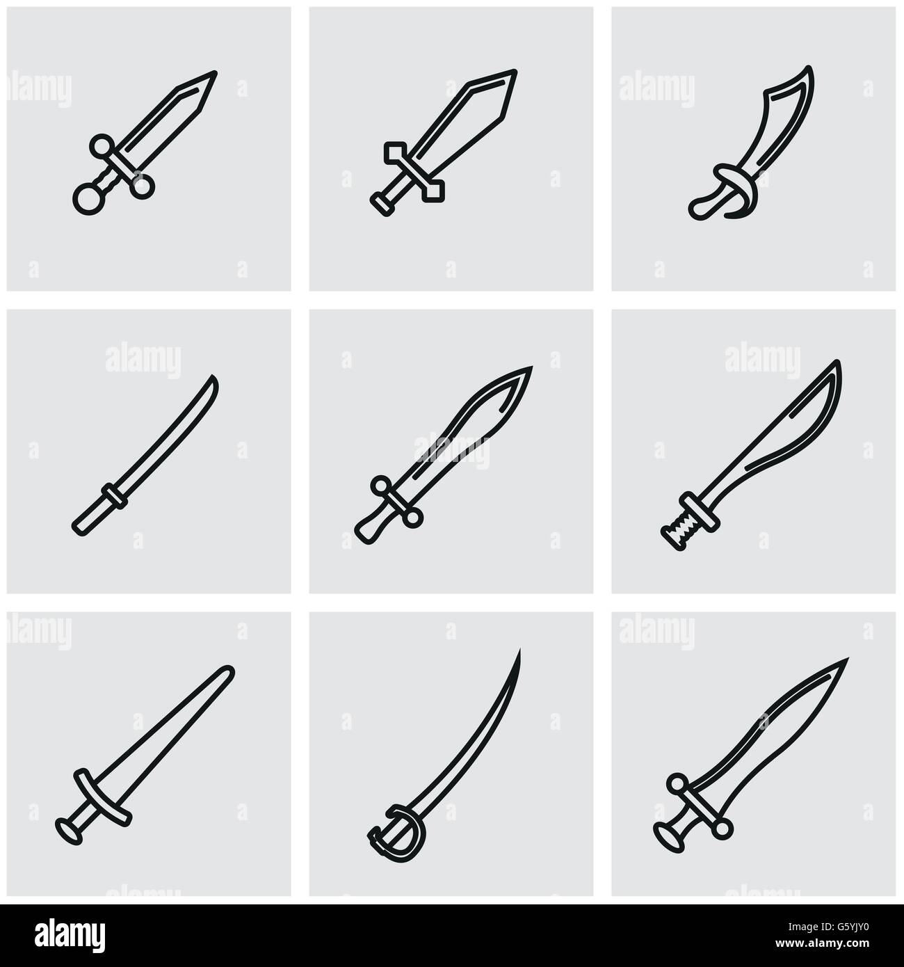 Sword knife shield line Stock Vector Images - Alamy