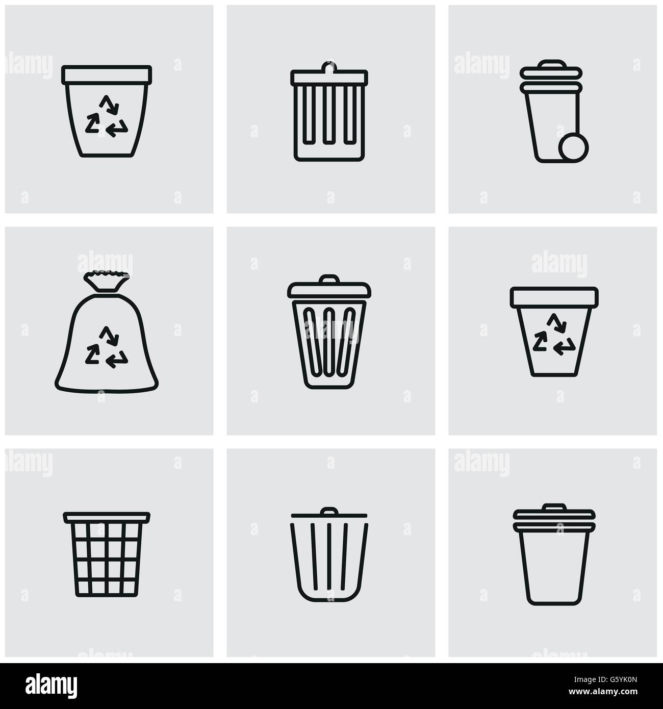Vector line trash can icon set Stock Vector Image & Art - Alamy