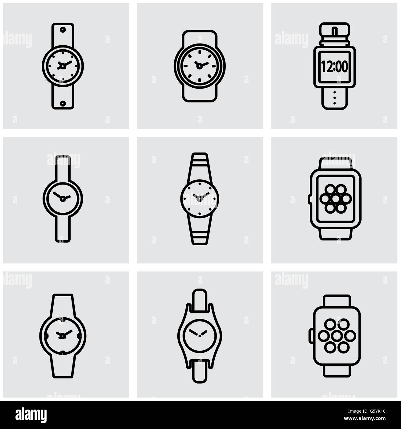 Vector line wristwatch icon set Stock Vector Image & Art - Alamy