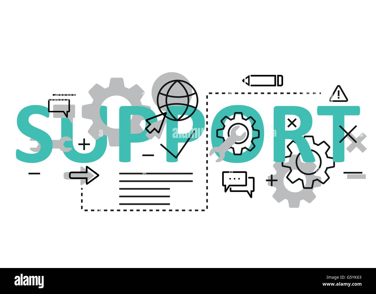 Support concept flat line design with icons and elements. Modern ...