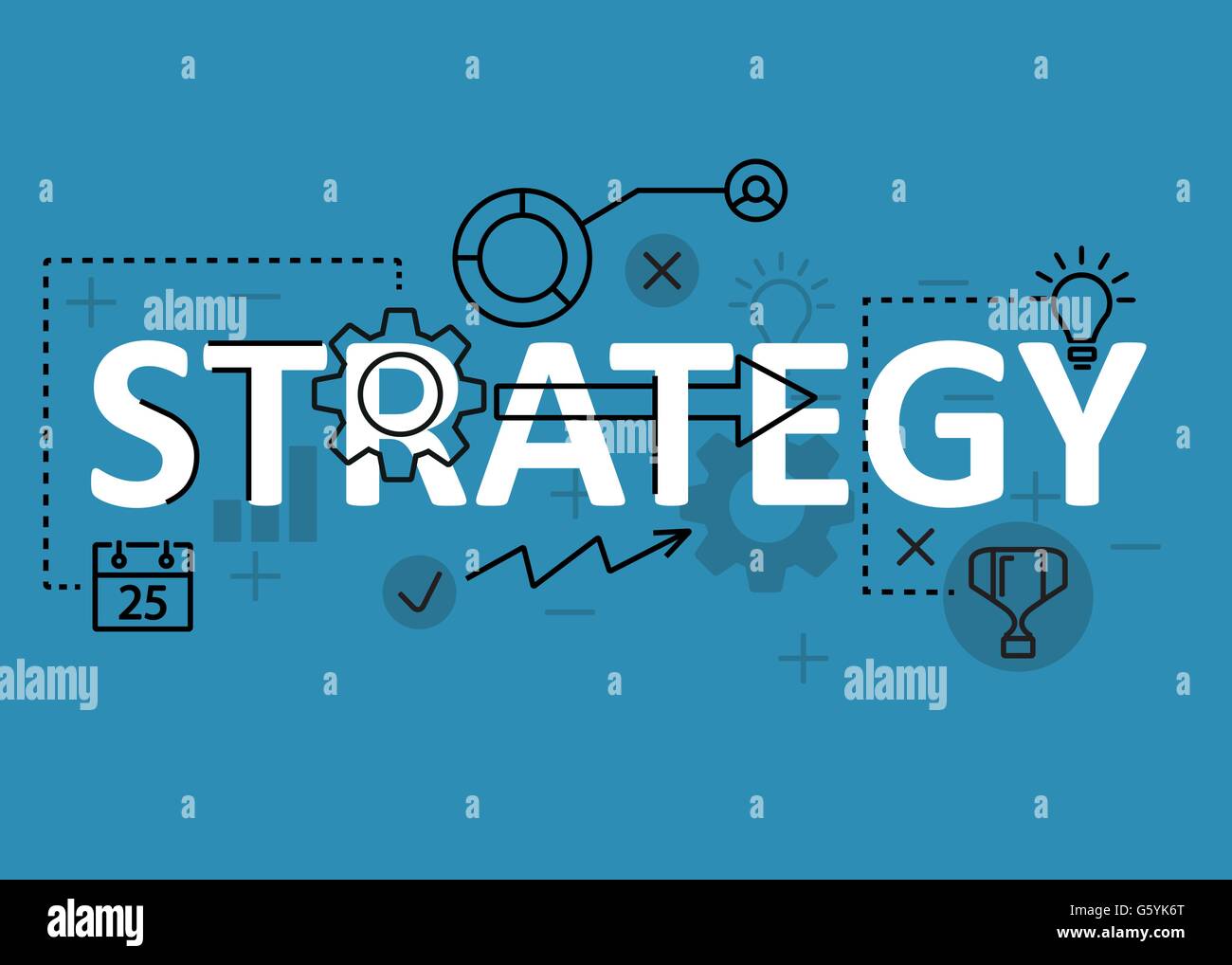 Strategy concept flat line design with icons and elements. Modern ...