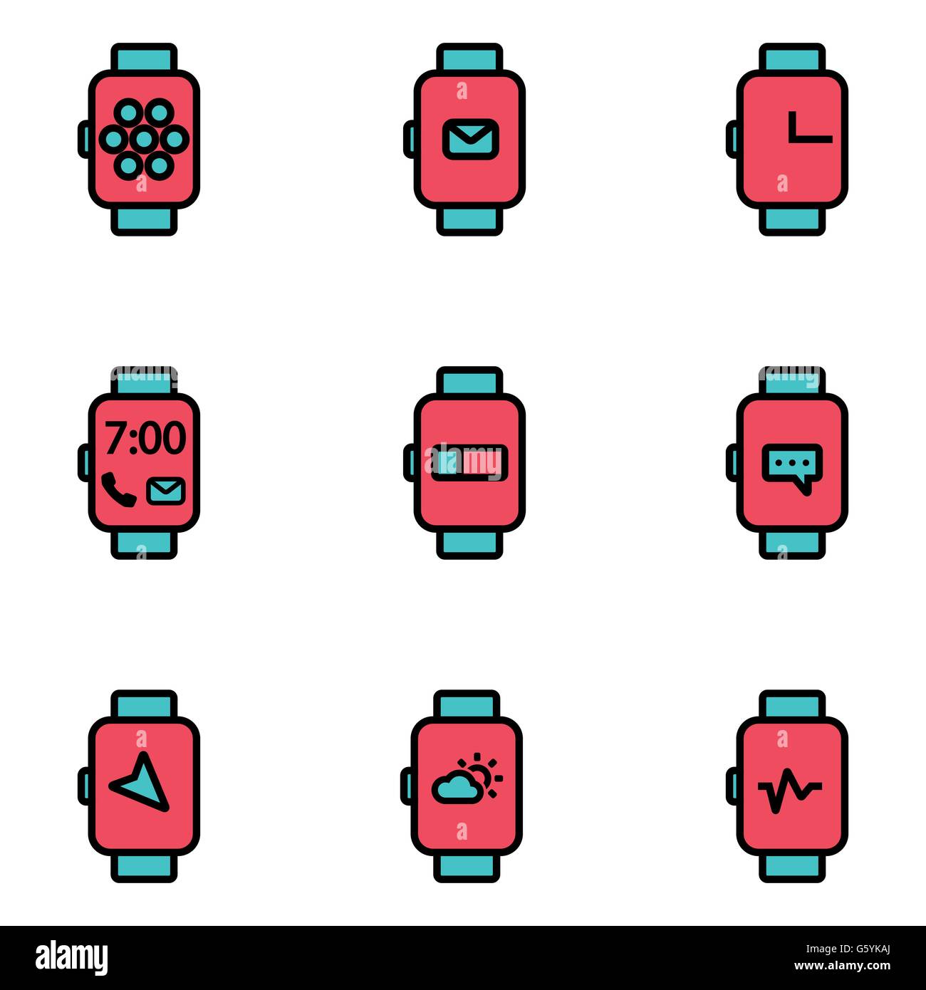 Vector flat line smart watch icon Stock Vector Image & Art - Alamy