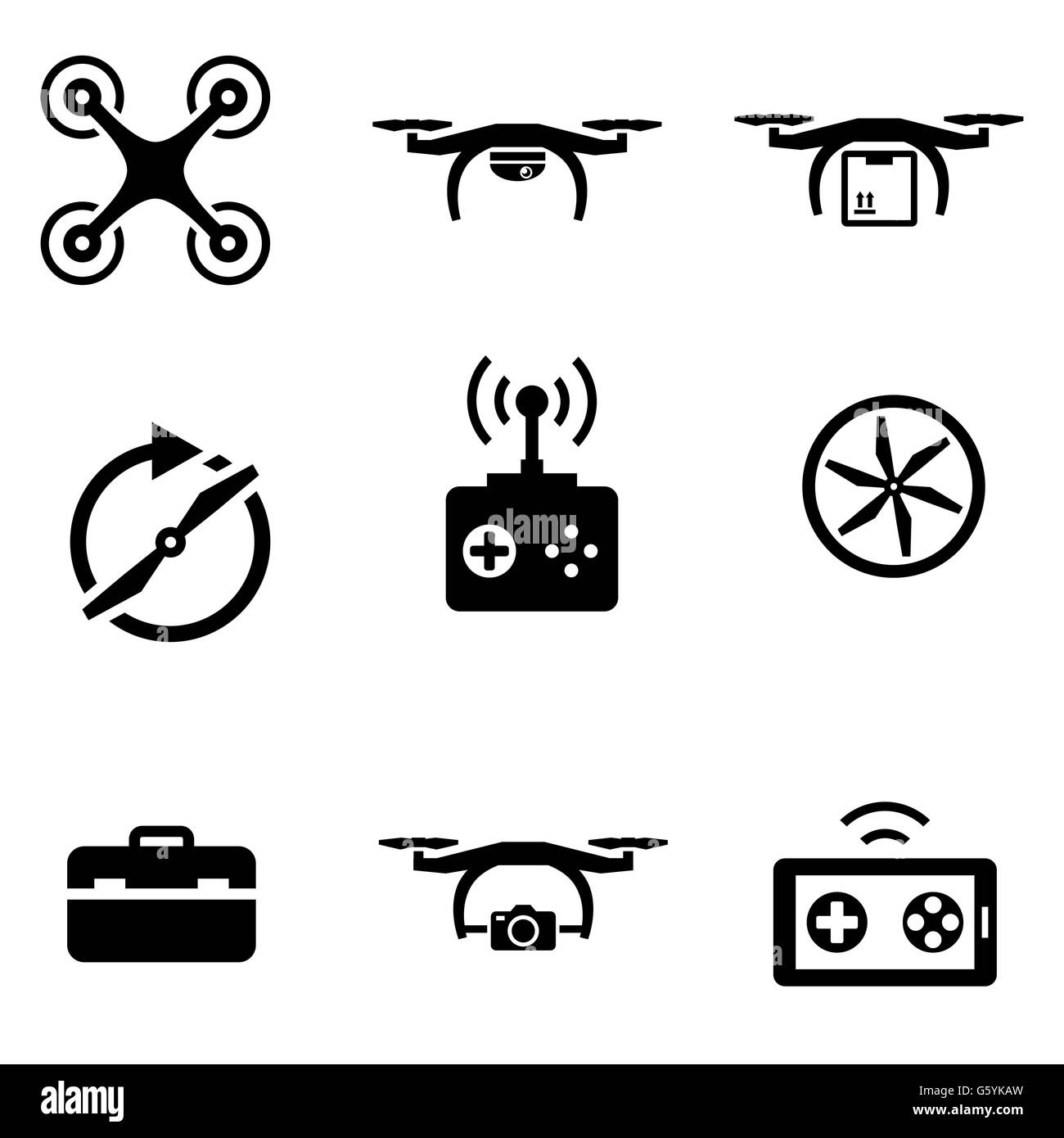Vector black drone icon set Stock Vector Image & Art - Alamy